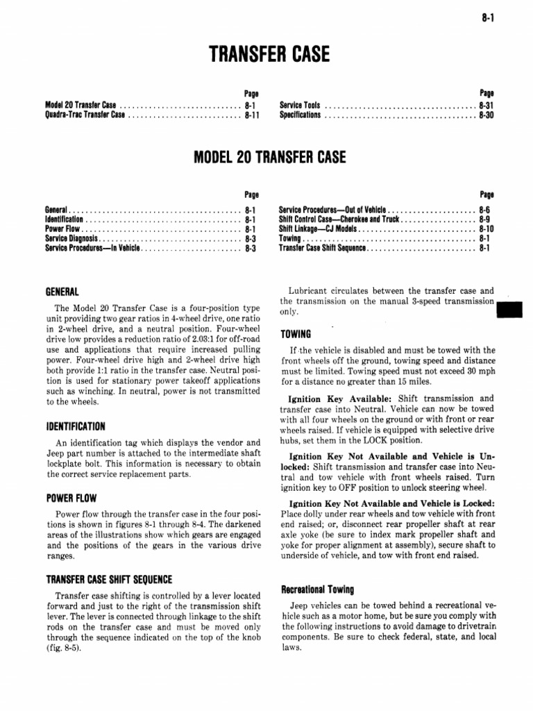 Model 20 Transfer Case Service Guide | PDF | Axle | Trailer (Vehicle)