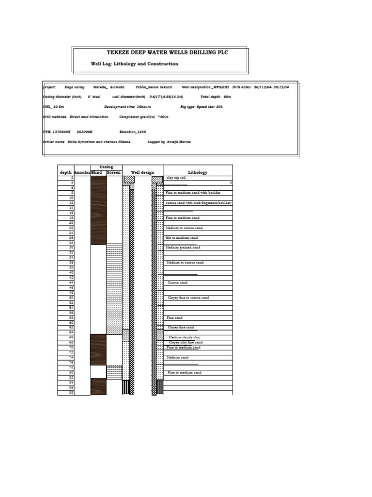 RAYA LITHOLOGIC LOG - Xls Recent | PDF | Sand | Silt