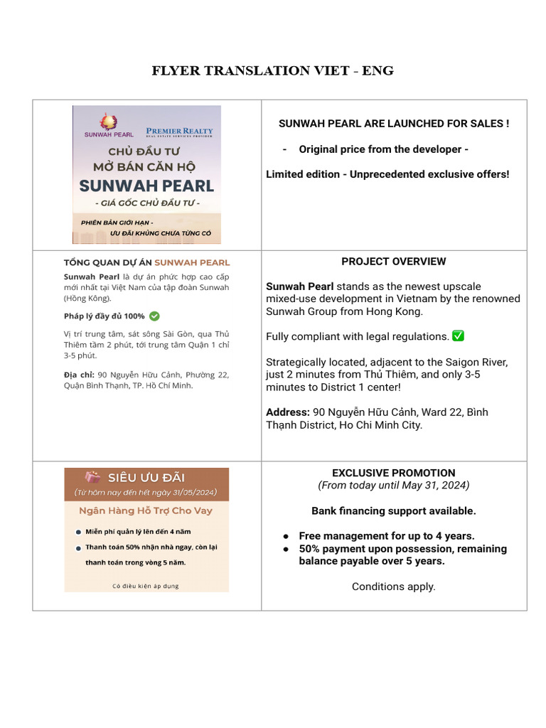 Flyer Translation (Viet-Eng) | PDF