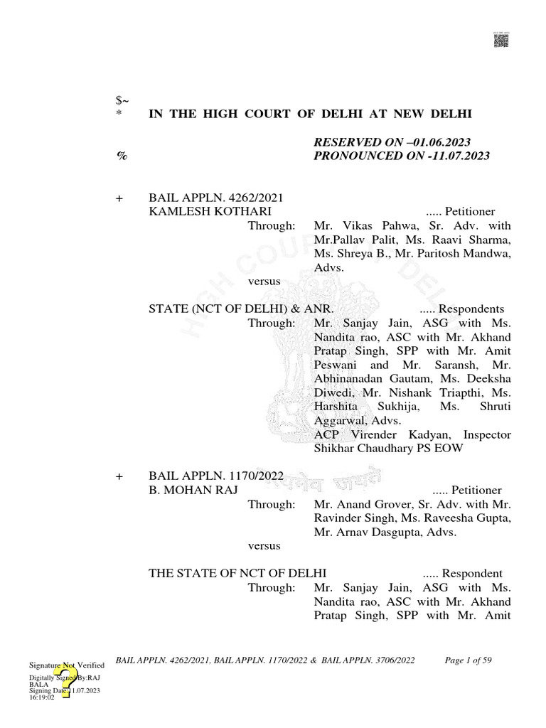 Leena - Kamlesh - Mohanraj - Bail Orders | PDF | Bail | Prosecutor