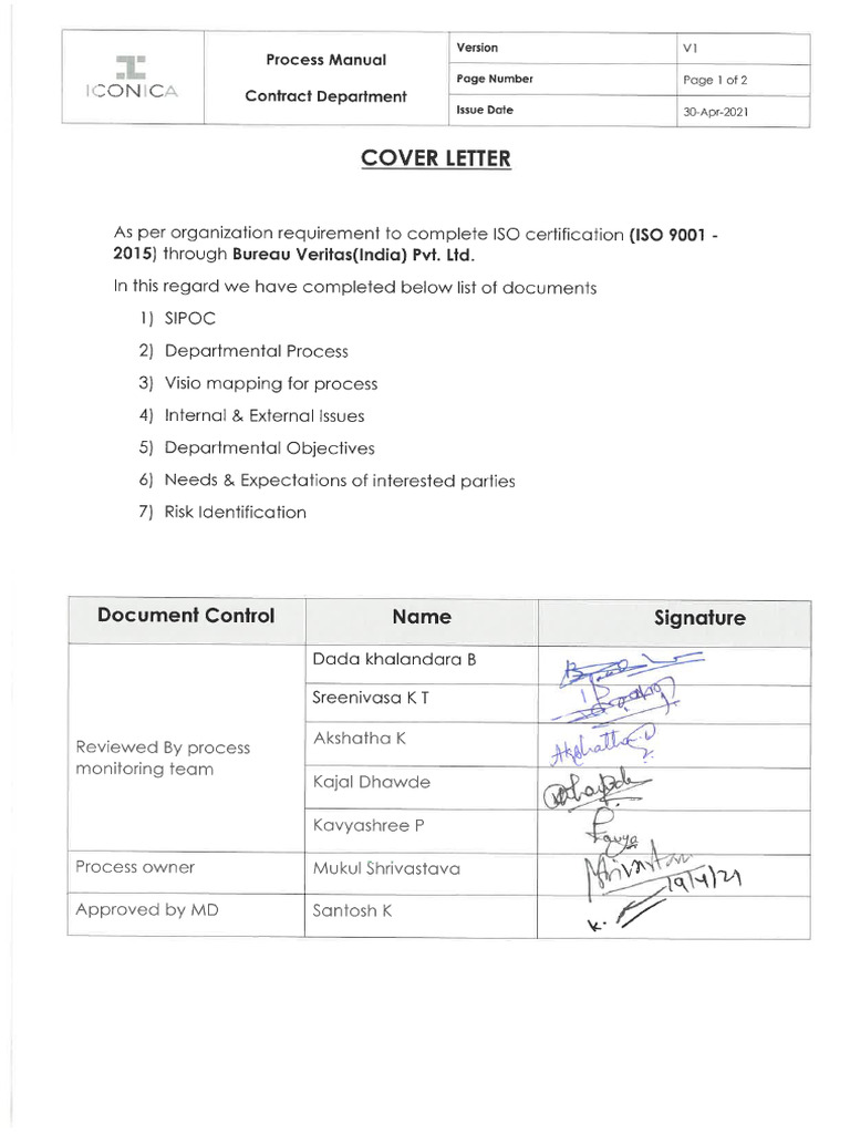 Contracts - ISO_Cover letter | PDF