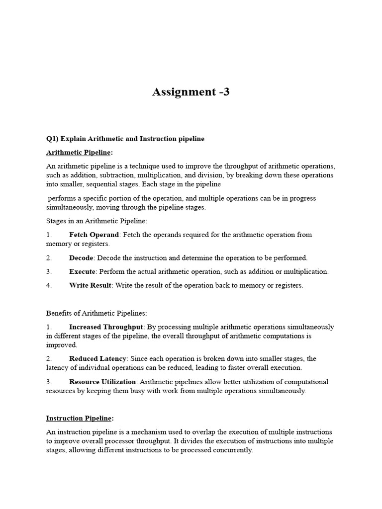 Arithmetic and Instruction Pipeline | PDF | Central Processing Unit ...