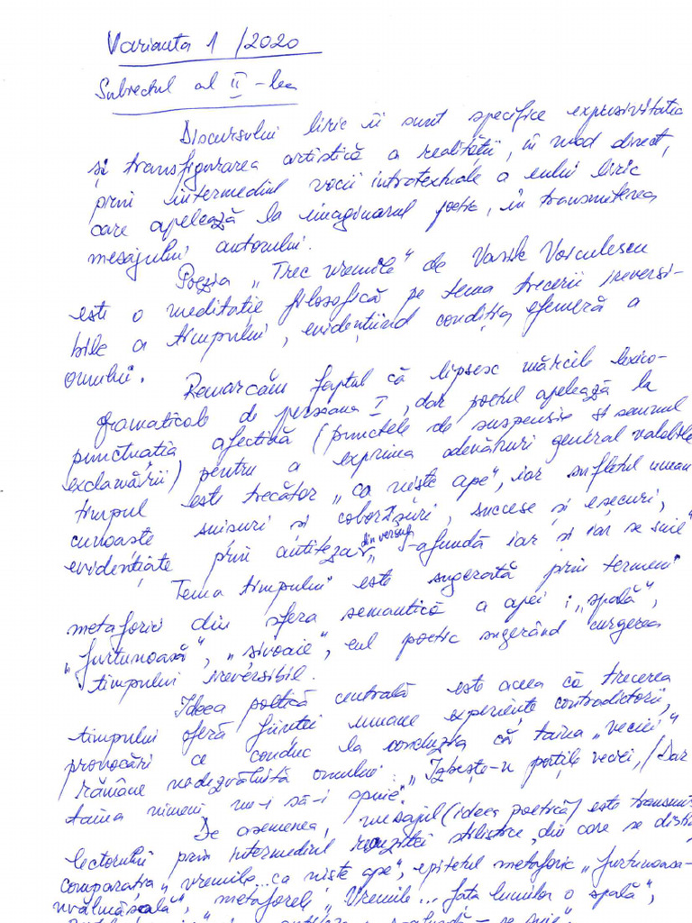 Varianta 1 Subiectul II 2020 | PDF