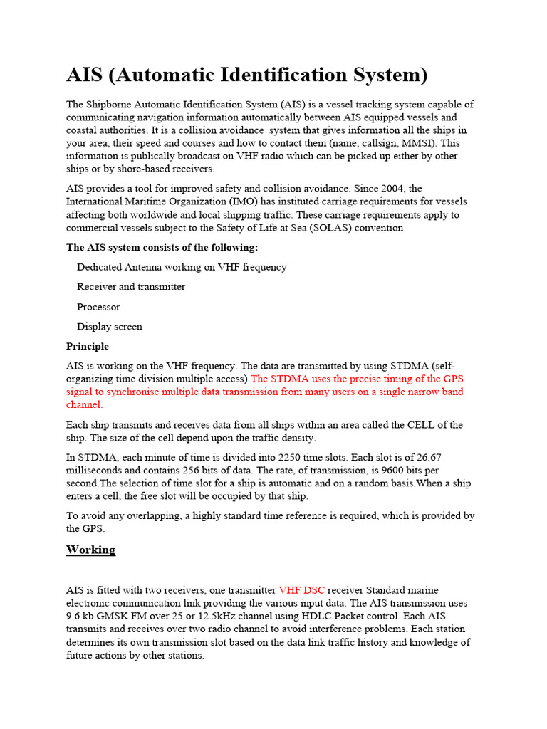 Ais Automatic Identification System Pdf Information And Communications Technology Computing