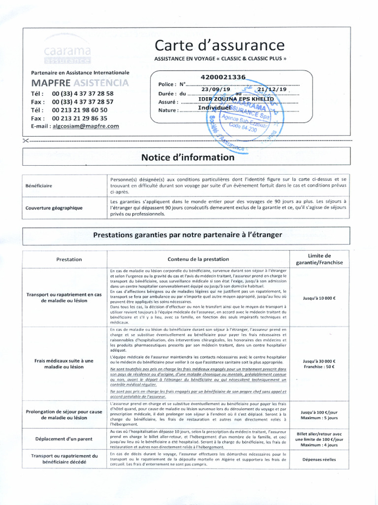 Carte D'assurance 01 | PDF
