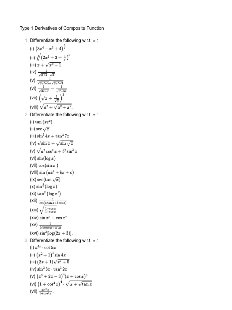 Differentiation Pdf Logarithm Derivative