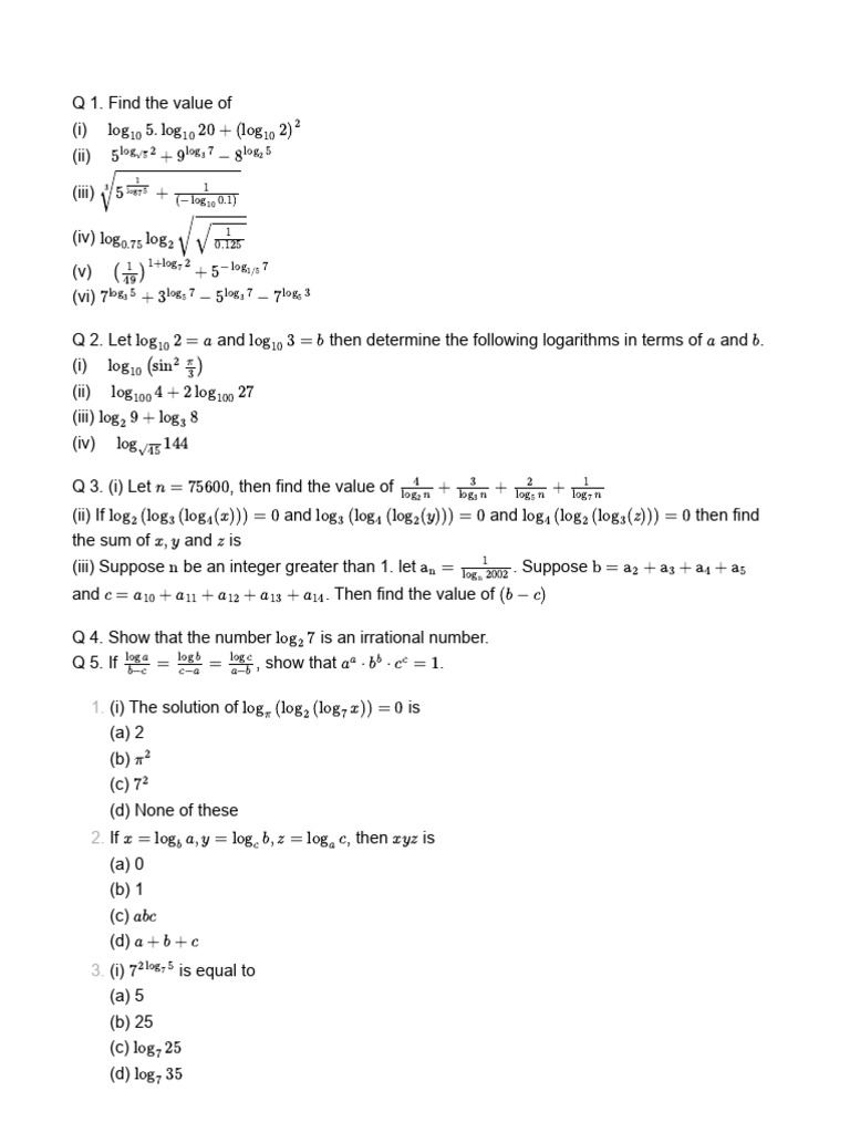 Logarithmic Properties1 | Download Free PDF | Logarithm | Mathematical ...