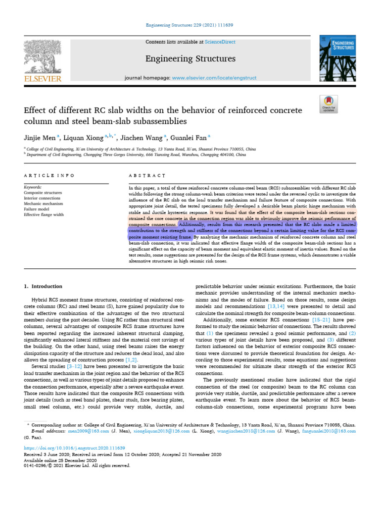 Effect of Different RC Slab Widths On The Behavior of Reinforced ...