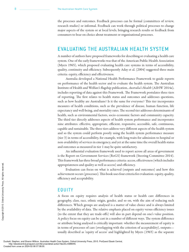 PG 8-10 Australian Health Care System - (Evaluating The Australian ...