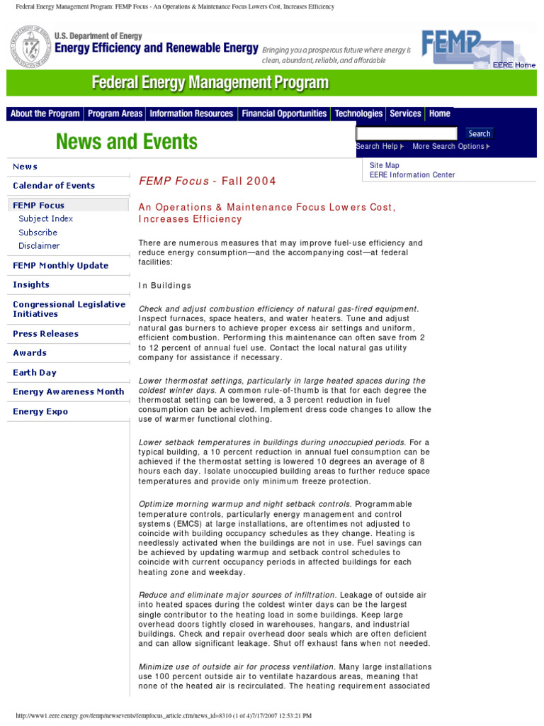 Federal Energy Management Program - FEMP Focus - An Operations ...