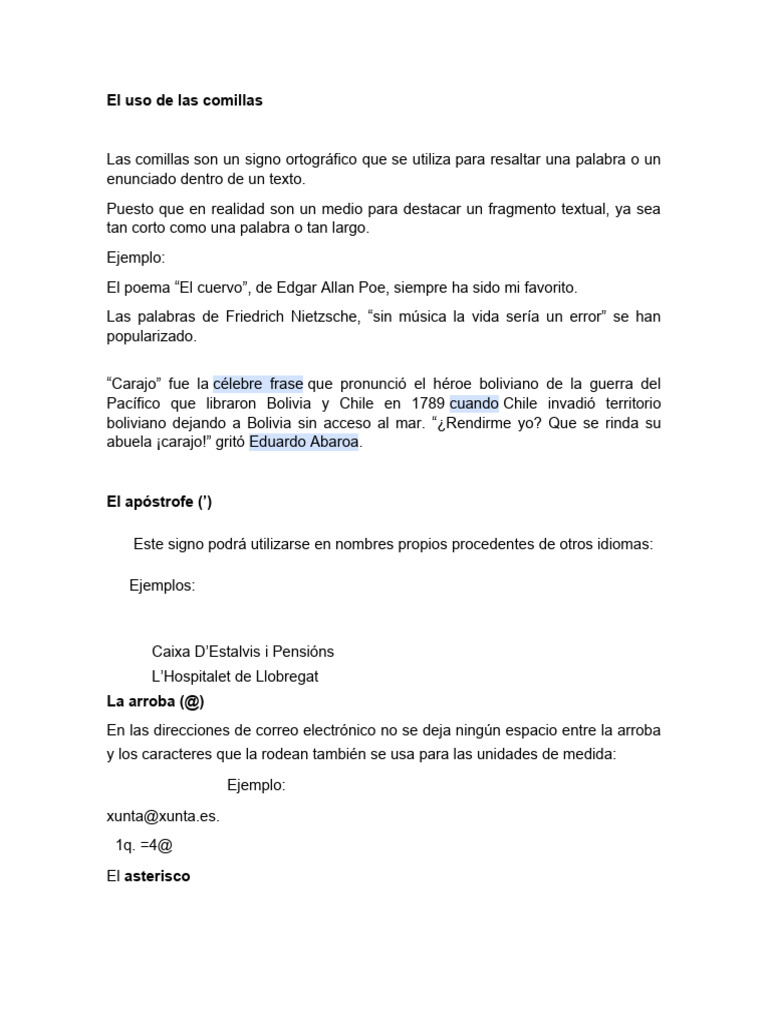 Uso de comillas y signos especiales | PDF | Clásicos