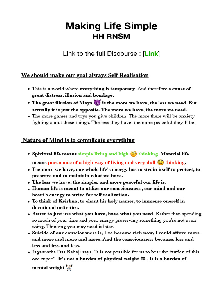 Making Life Simple | Download Free PDF | Mind