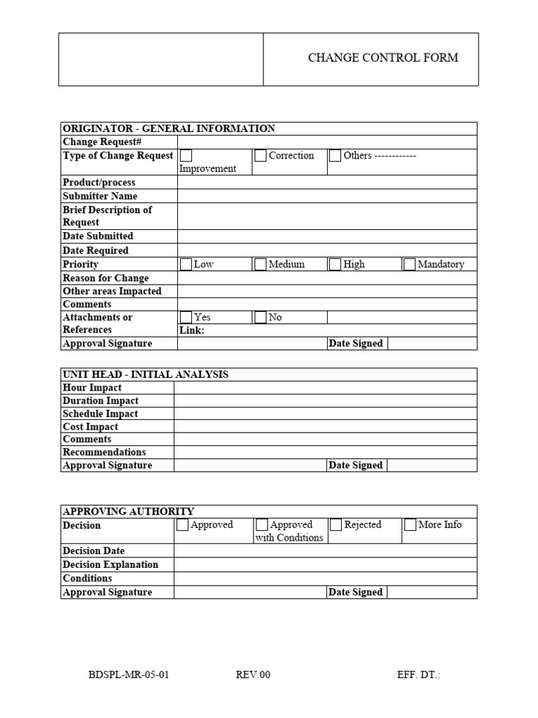 Change Control Form Template | PDF | Business