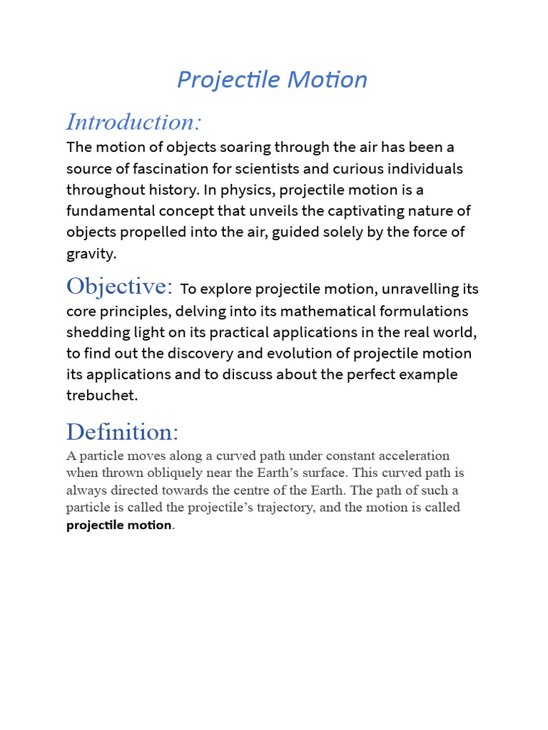Projectile Motion Project Prakhar Sharma 11-C | PDF | Acceleration ...