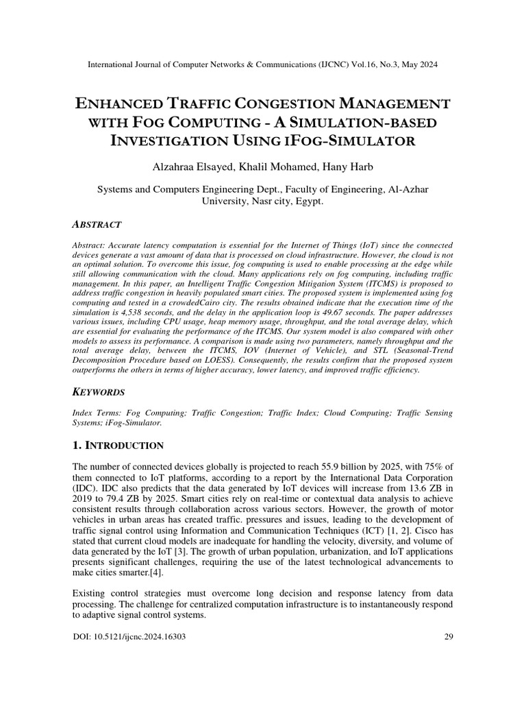 Enhanced Traffic Congestion Management With Fog Computing - A Simulation-Based Investigation ...