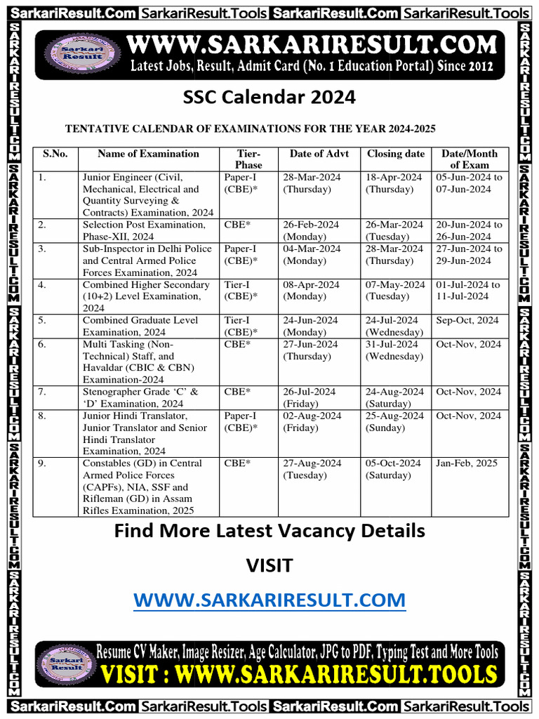 SSC Calendar | PDF