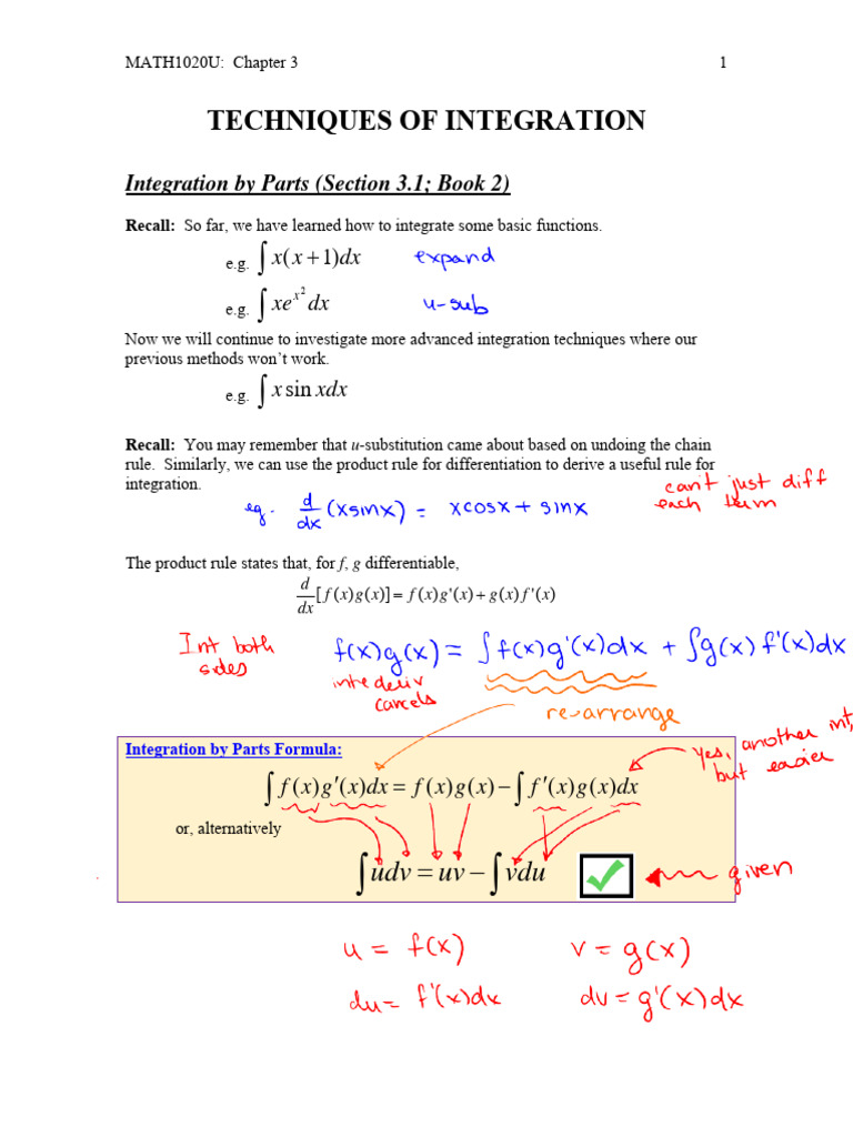 Mod1a Intparts | PDF | Integral | Functions And Mappings