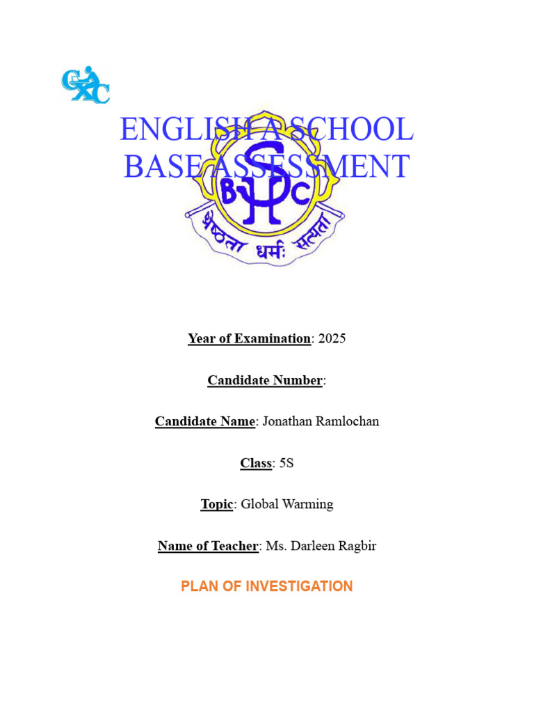 English Sba | PDF | Climate Change | Earth