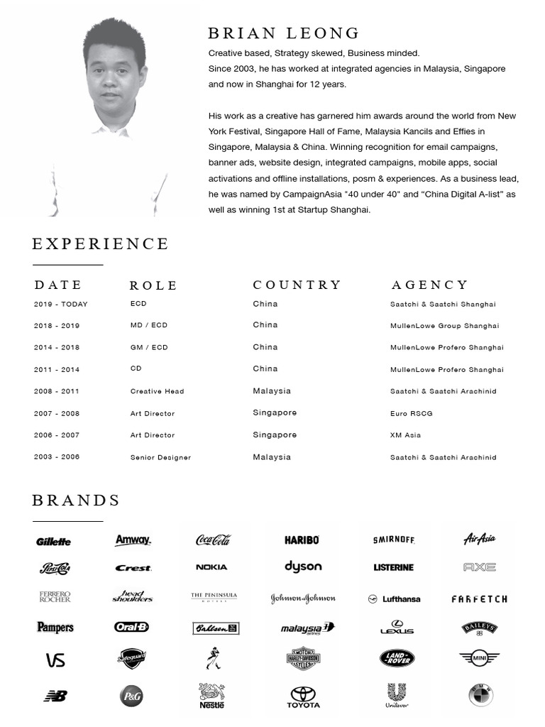 brian_cv_vis | PDF | Promotion And Marketing Communications | Human Communication