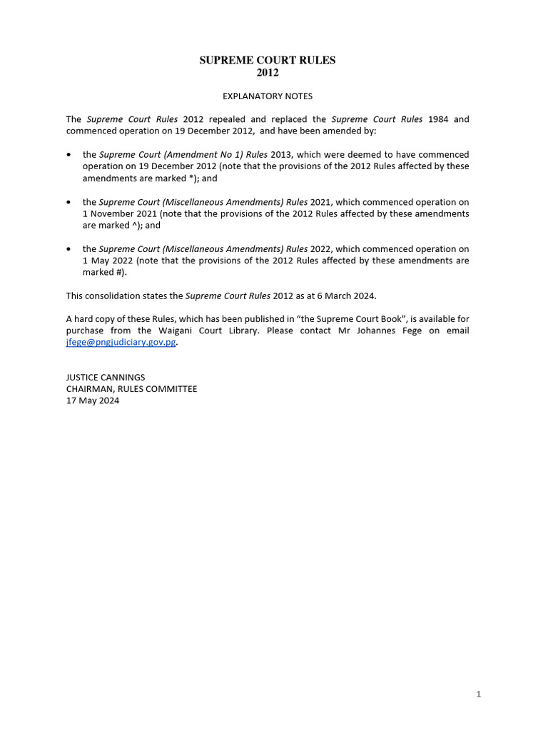 Papua New Guinea Supreme Court Rules Act 2012 | PDF | Appeal | Judgment ... Papua New Guinea Supreme Court Rules Act 2012 | PDF | Appeal | Judgment ...