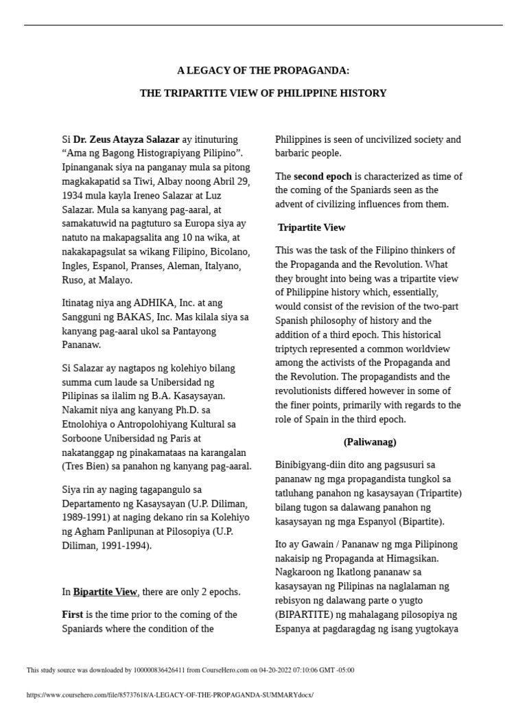 A Legacy of The Propaganda Summary | PDF | Philippines