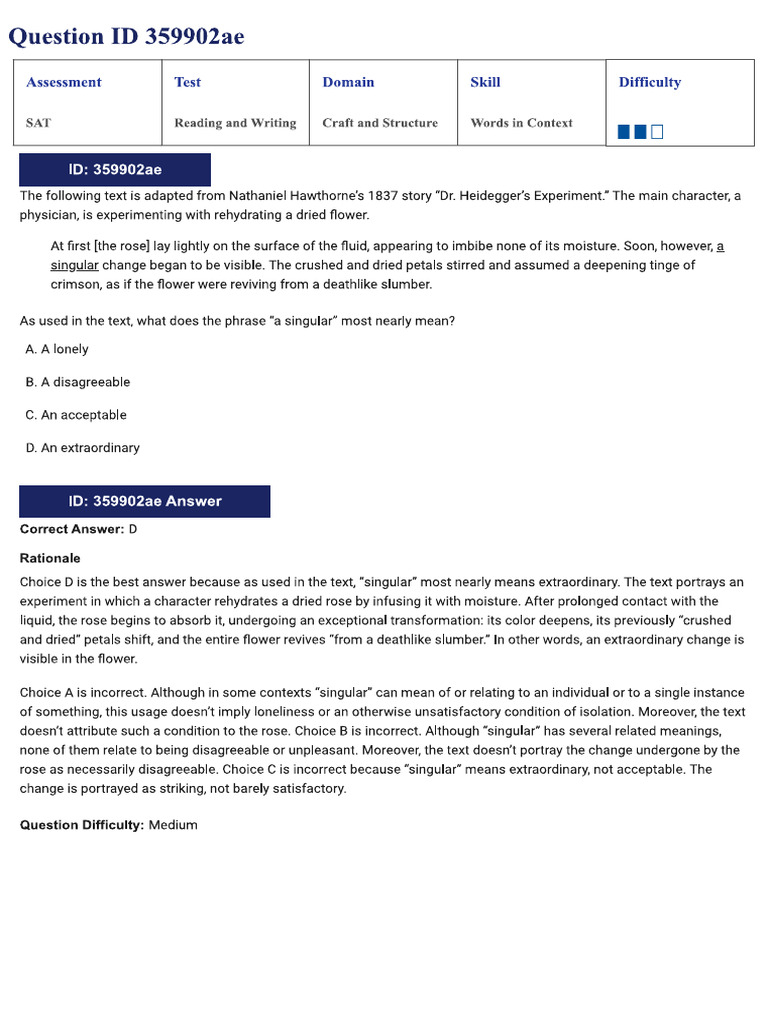 Information and Ideas SAT Ques Bank | PDF