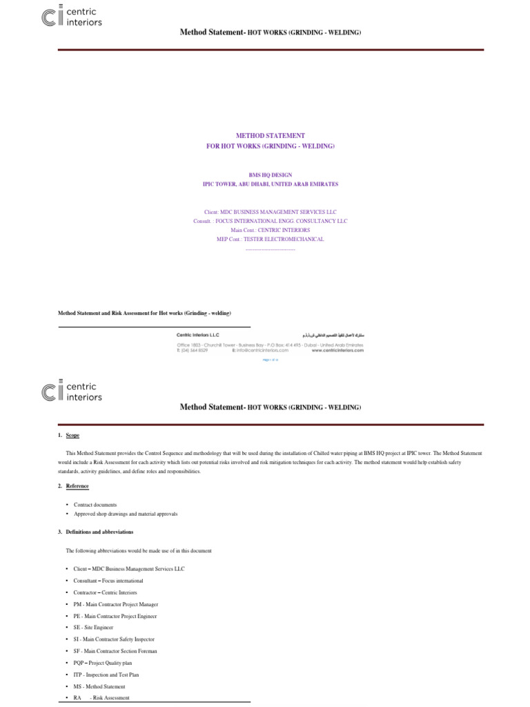 RAMS - Hot Works (Grinding - Welding) | PDF | Personal Protective ...