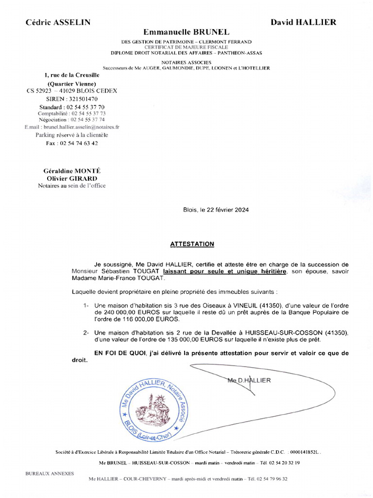 Attestation Notariée | PDF
