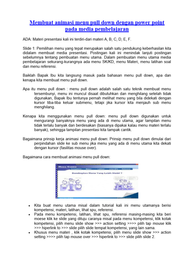 Membuat Animasi Menu Pull Down Dengan Power Point Pada Media | PDF ...