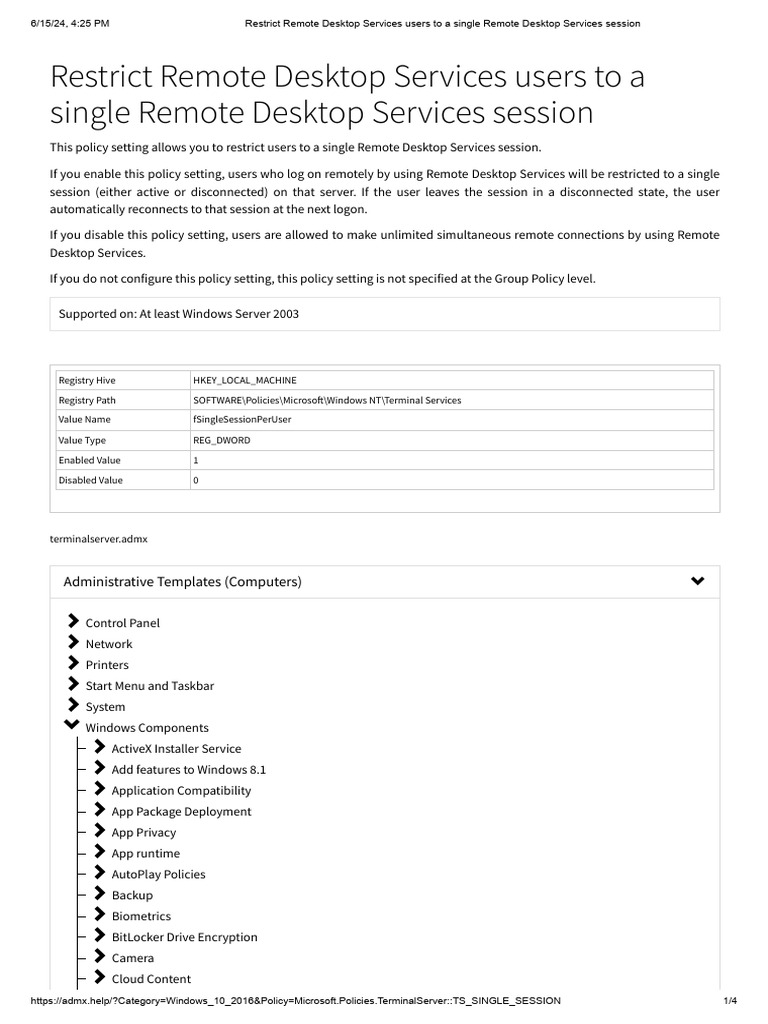 Restrict Remote Desktop Services Users To A Single Remote Desktop ... Restrict Remote Desktop Services Users To A Single Remote Desktop ...