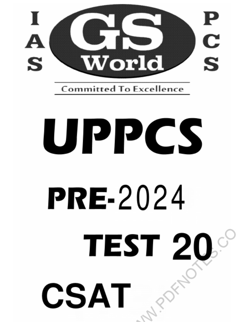 Test - 20 UPPSC GS World Pre Test Series 2024 | PDF
