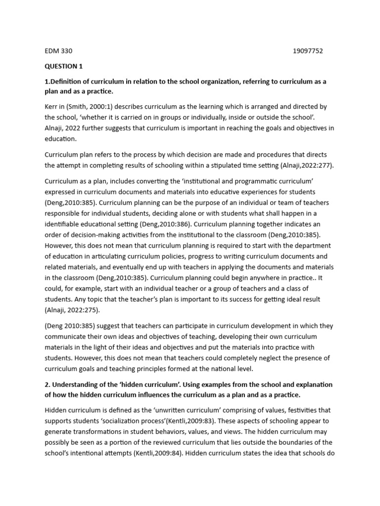 EDM 330 ASSIGNMENT 2 | PDF | Curriculum | Monitoring And Evaluation