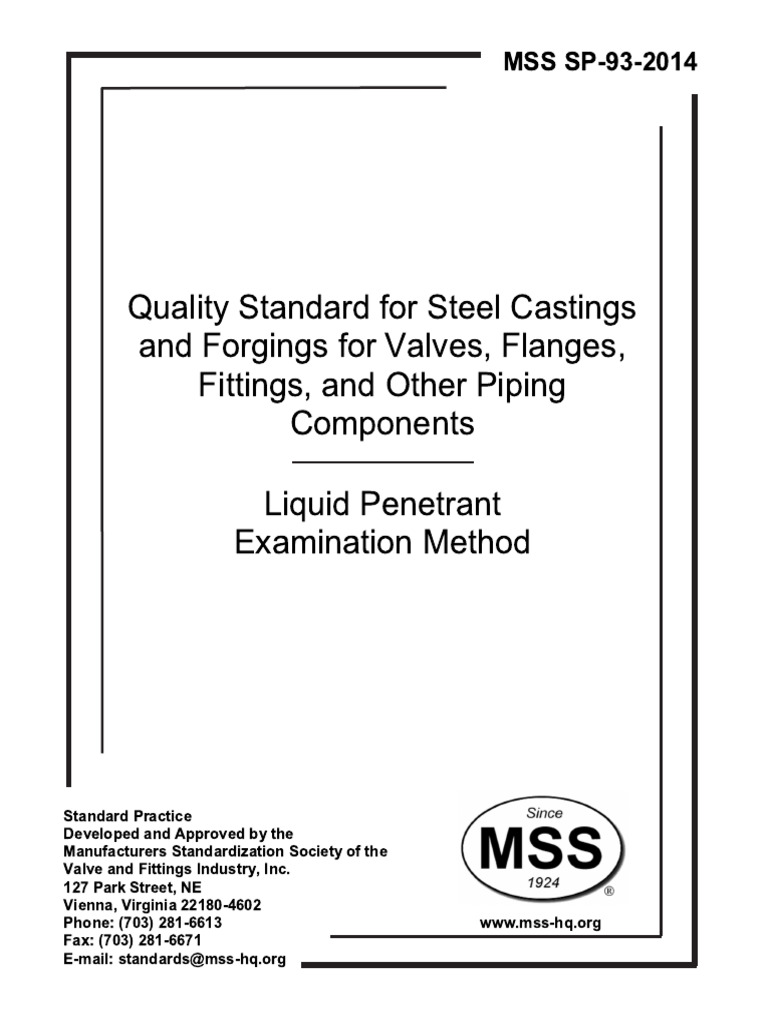 MSS SP-93-2014 | PDF | Valve | Pipe (Fluid Conveyance)