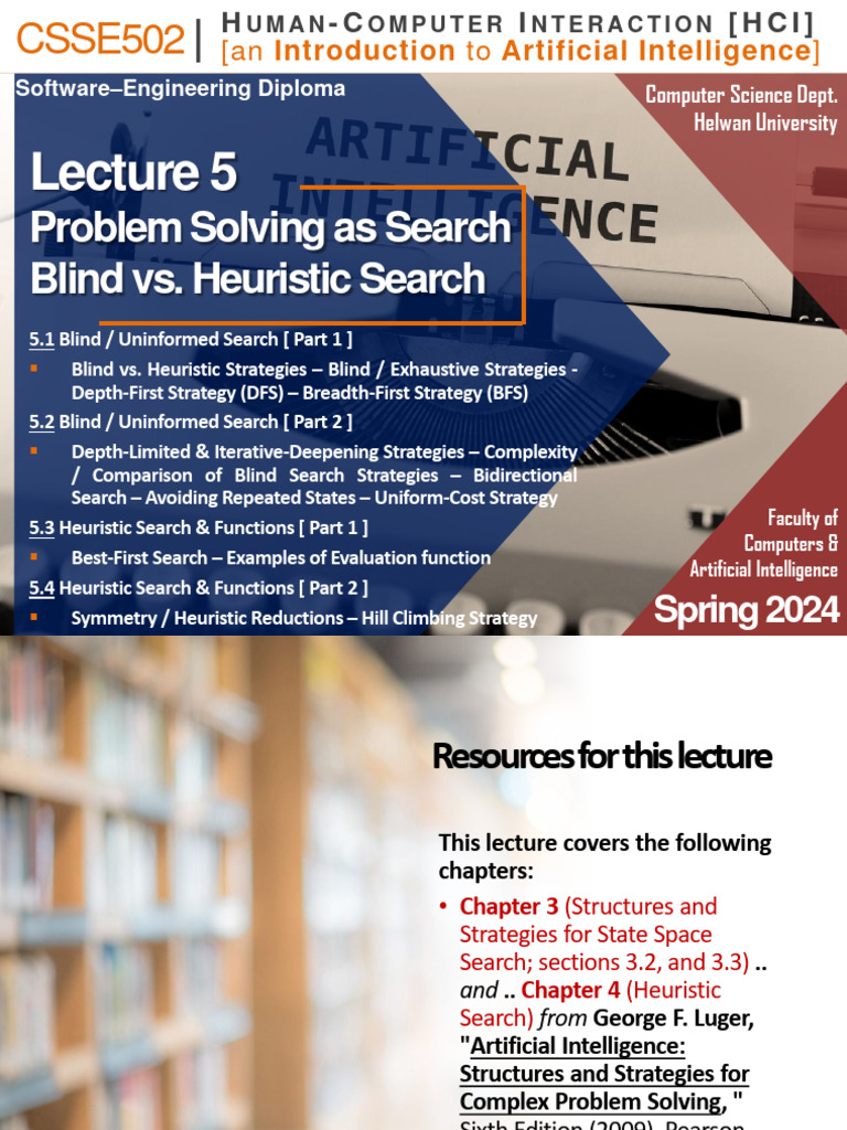 CSSE 502 Human Computer Interaction (Intro. To AI - Lec. 5 - Problem Solving As Search - Blind ...