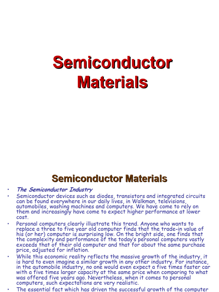 Overview of Semiconductor Materials | PDF | Doping (Semiconductor) | P ...