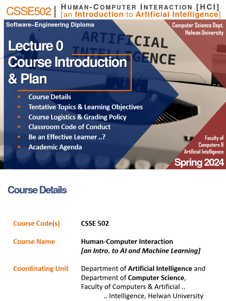 Lec. 0 - Course Plan) Spring 2024 | PDF | Machine Learning | Artificial Intelligence