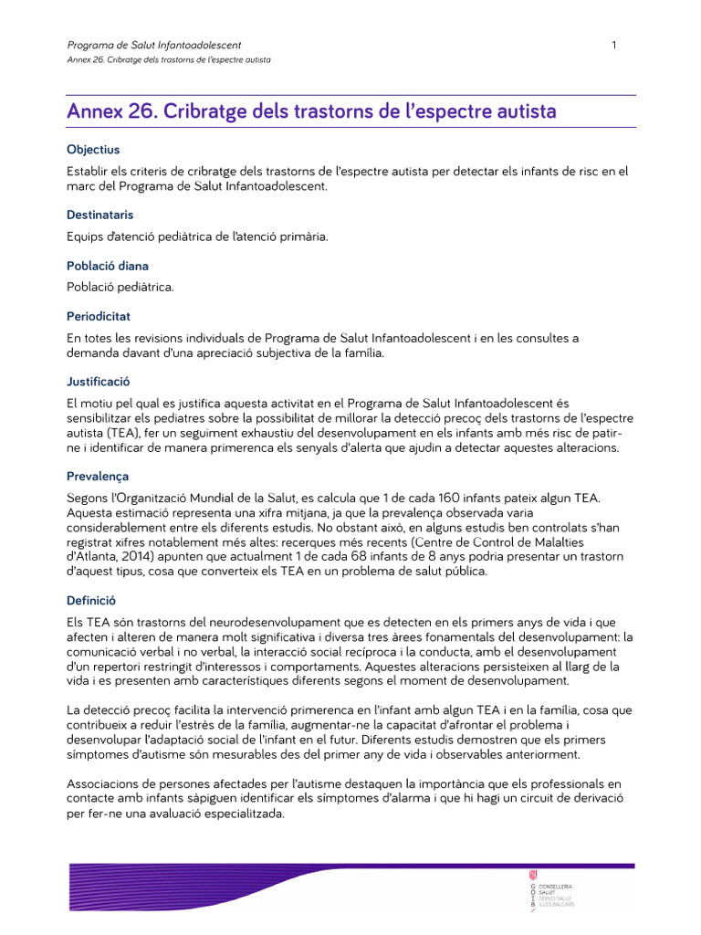Annex 26 Cribratge Trastorns Espectre Autista | PDF