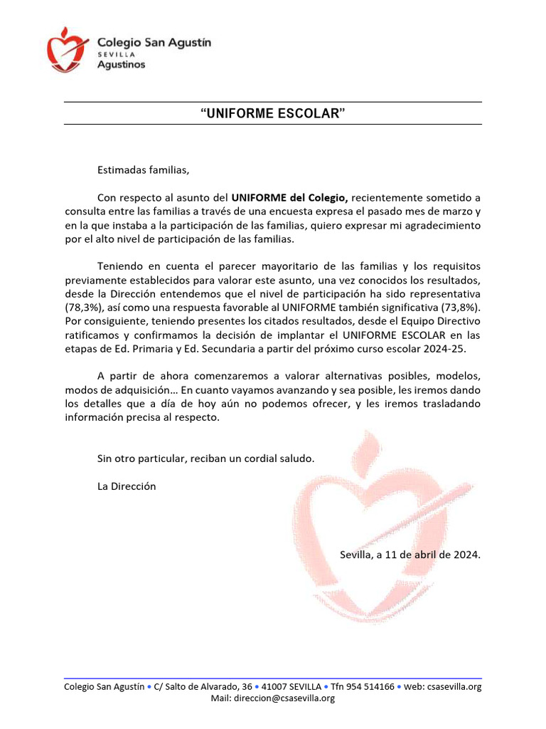 Comunicado Uniformes 2 | PDF
