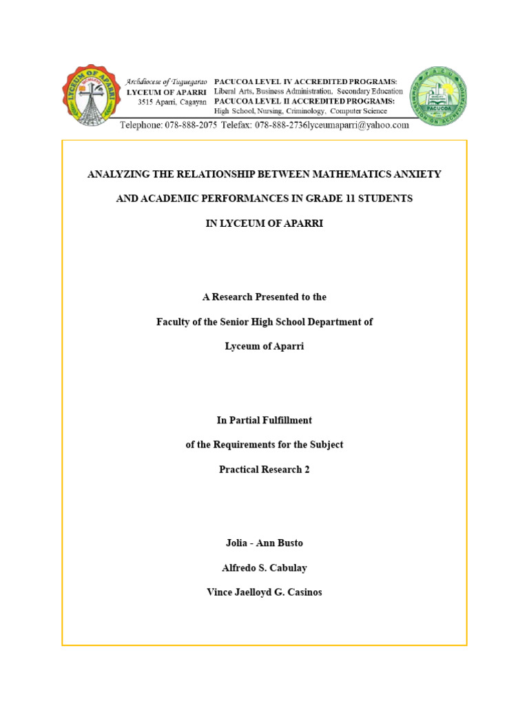 PR | PDF | Anxiety | Mathematics