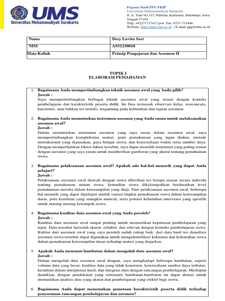 Desy Luvita Sari - Topik 1 - Elaborasi Pemahaman - Asesmen II | PDF
