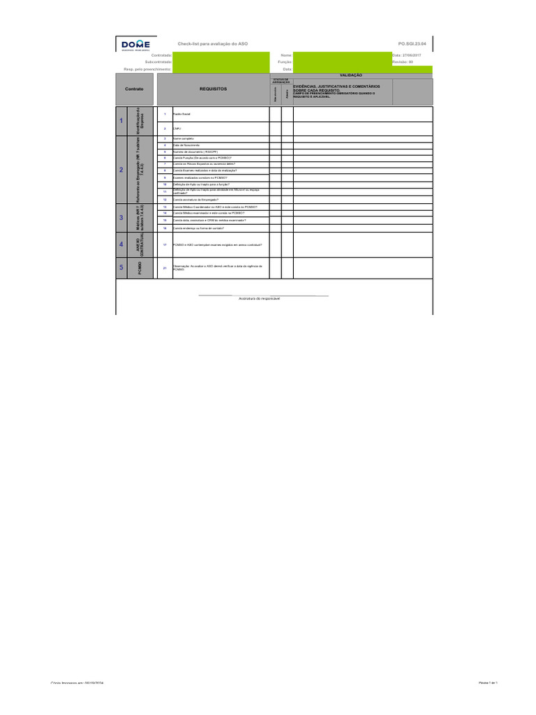 FO.DZ.QSMS-001.07 - Check List - ASO | PDF