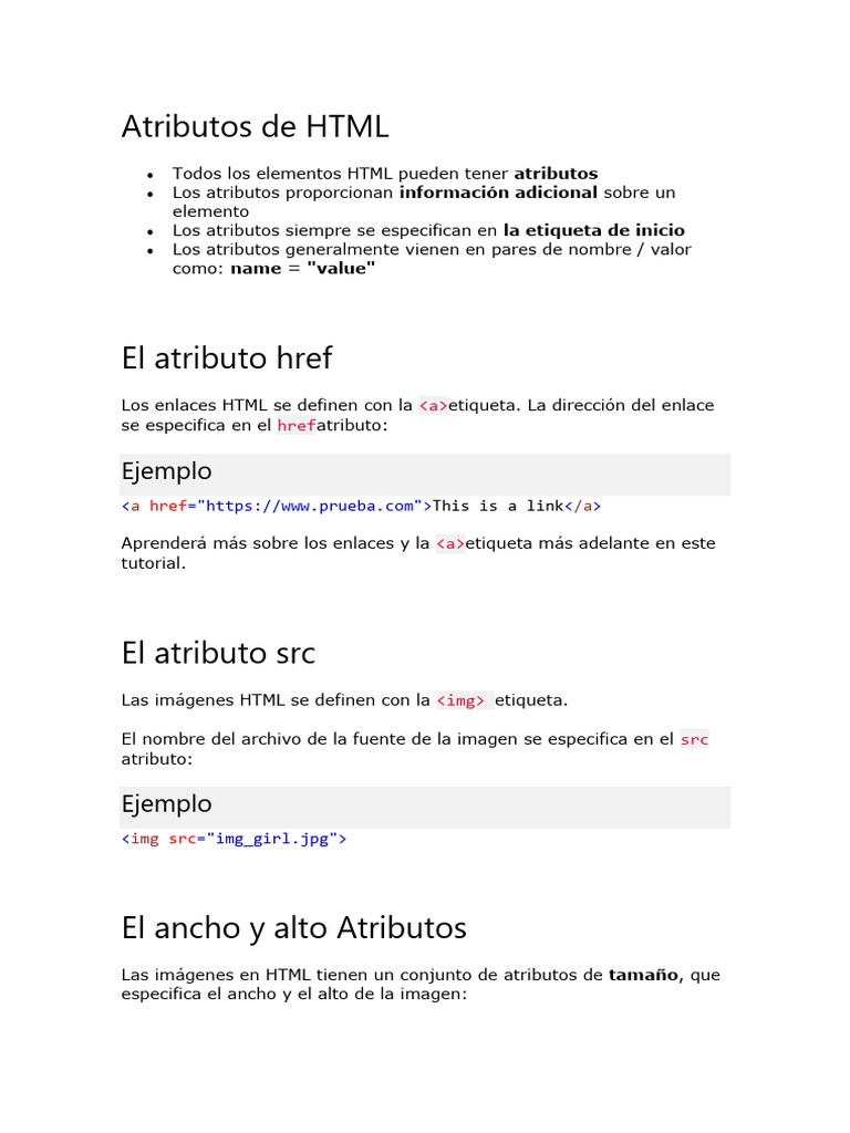 Atributos de HTML | PDF | HTML | Comillas
