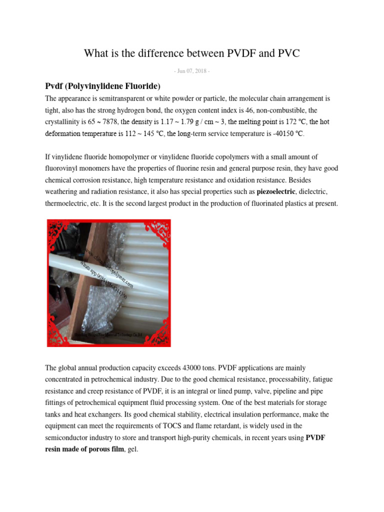 Difference of PVDF and PVC | PDF | Polyvinyl Chloride | Building ...