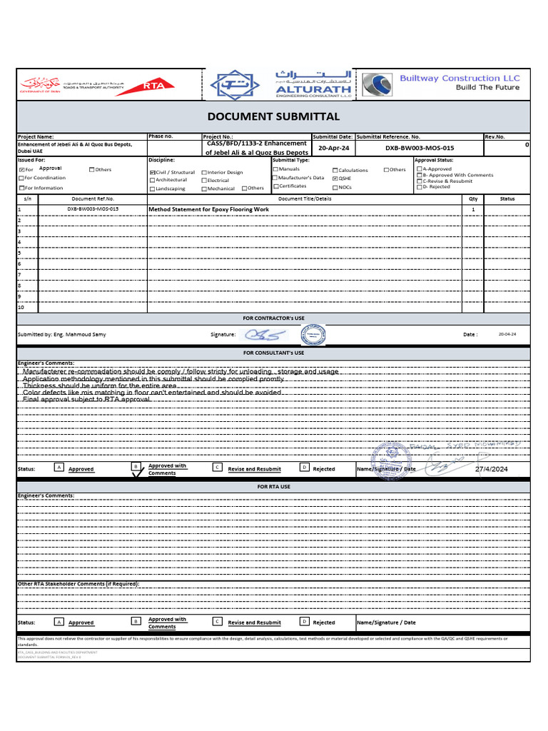 DXB-BW003-MOS-015 - Method Statement for Epoxy Flooring Work | Download Free PDF | Dangerous ...