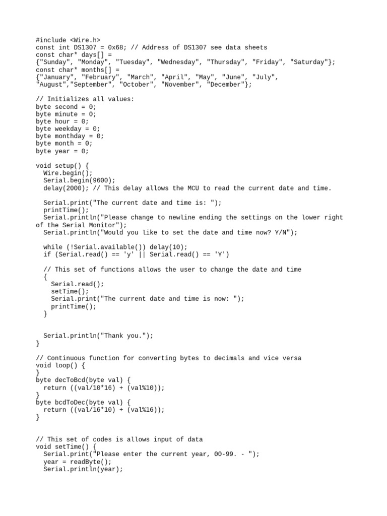 Set Tiime and Date in RTC Module | PDF | Workweek And Weekend | Computer Programming