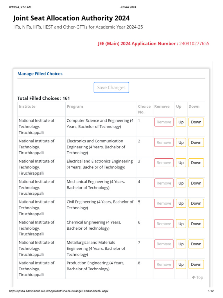 JoSAA 2024: IITs & NITs Seat Allocation | PDF | Engineering | Electronic Engineering