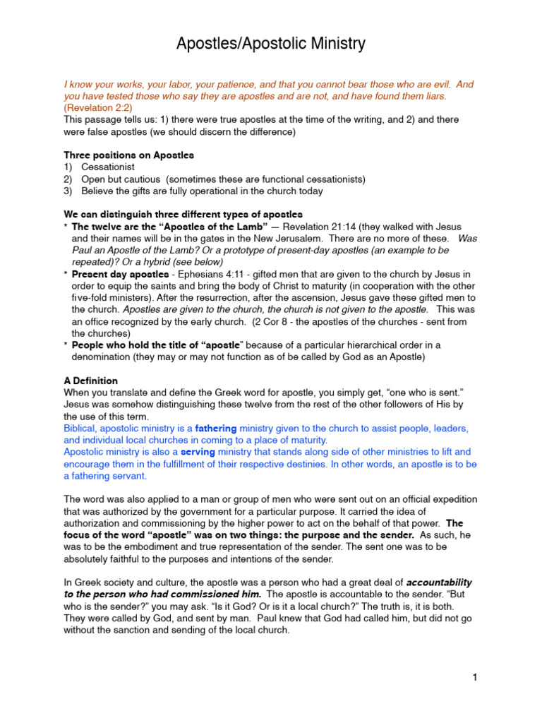 Understanding Apostolic Ministry Roles | PDF | Paul The Apostle | Apostle