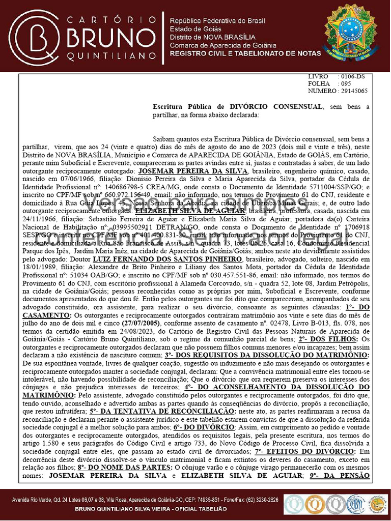 Protocolo 29145065 - Livro 0106-DS Folhas 095 | PDF | Divórcio | Pensão alimentícia