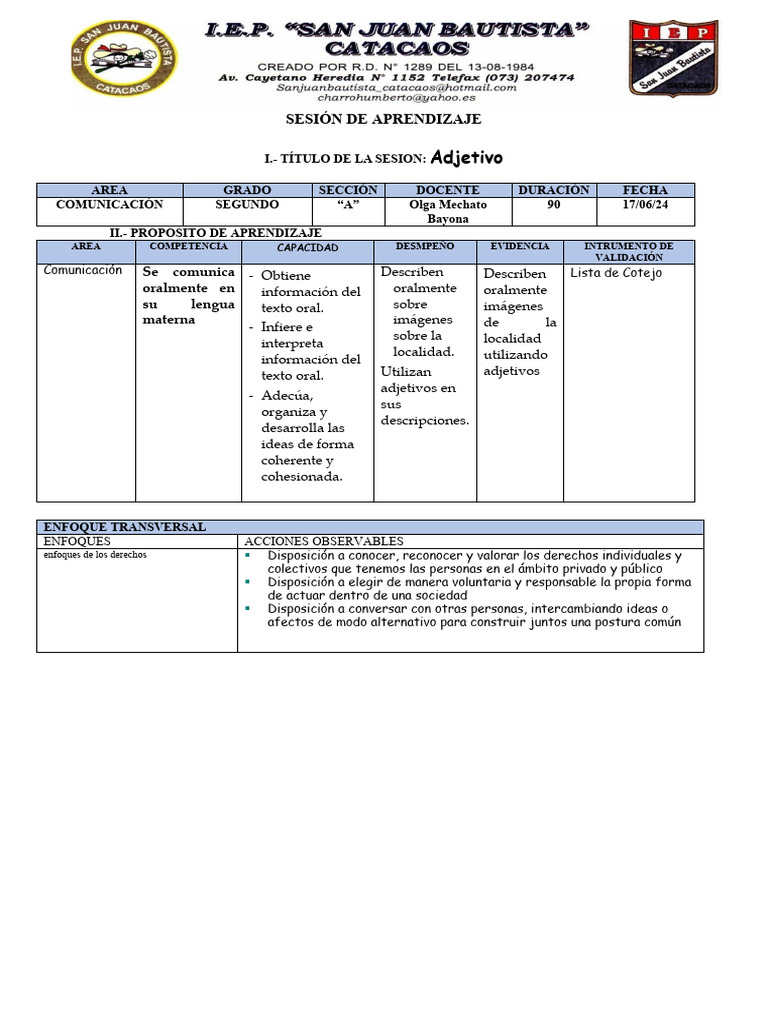 Sa. Comunicacion 17 de Junio | PDF | Adjetivo