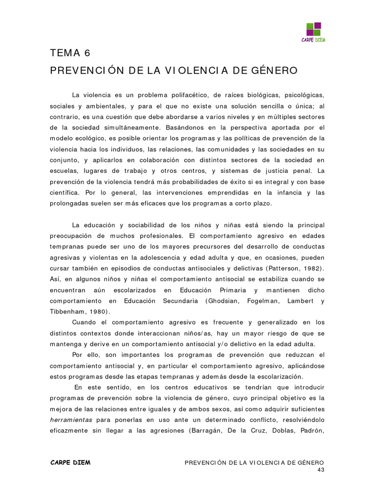 06 Prevencion de La Violencia de Genero | PDF | Violencia | La ...